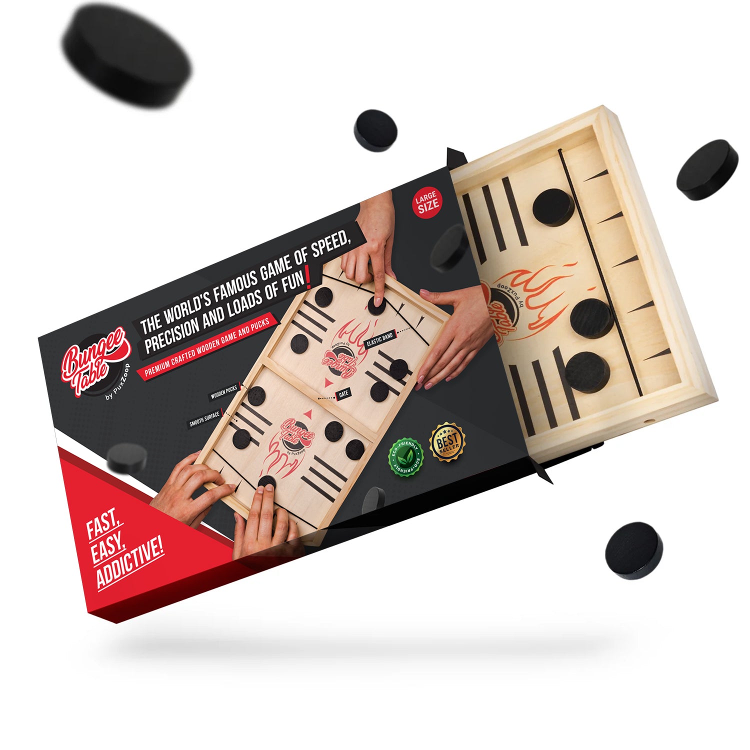 PuxZoop Games - Bungee Table - Fast Sling Puck Game